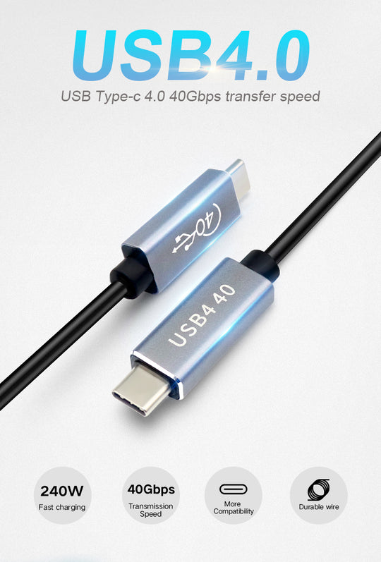 USB-4 Cable - Alluminium Head 240Watt, Thunderbolt3, 40Gbps Data ...